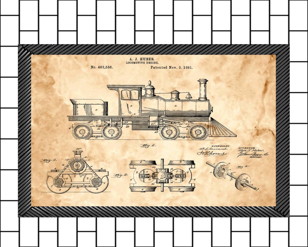 Allen J. Huber Locomotive Engine Patent 462556 Nov 3 1891 - Railway ...