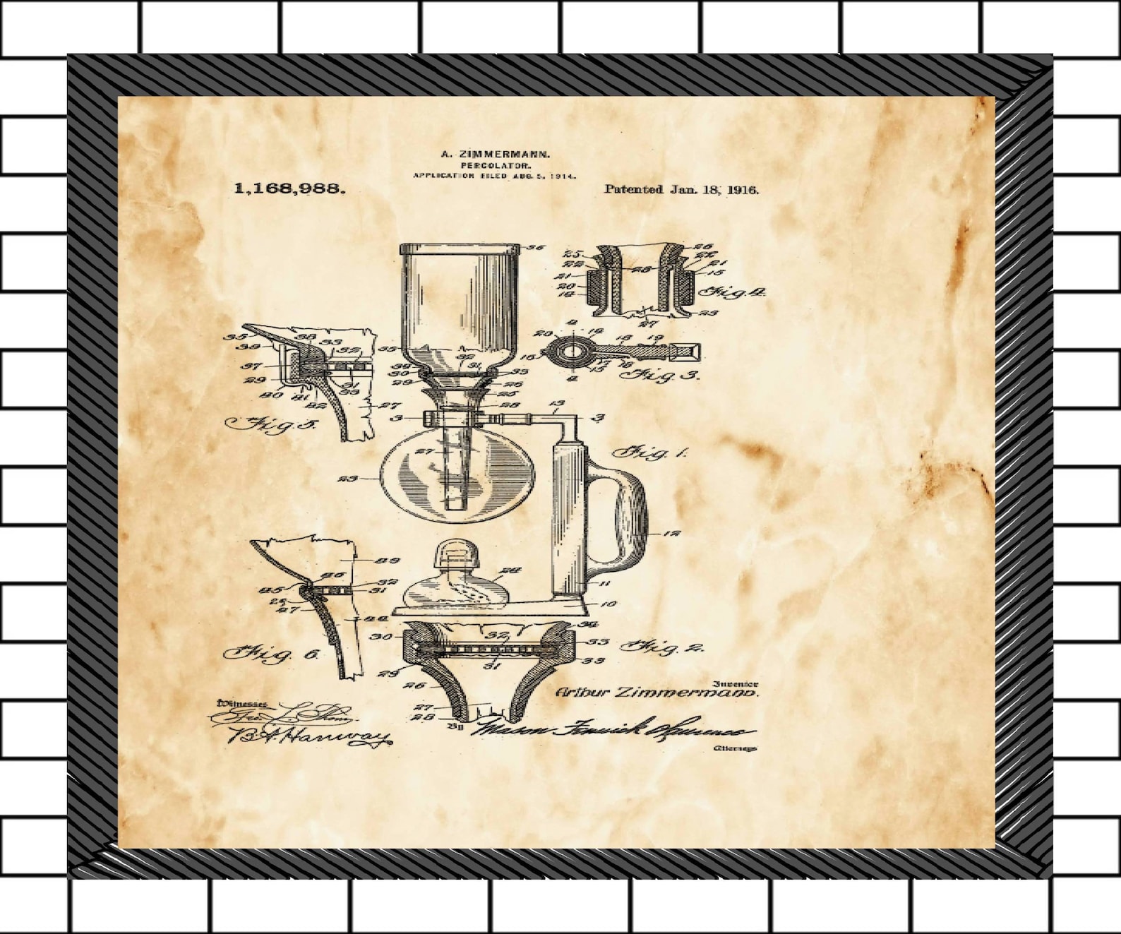 Arthur Zimmermann Percolator Patented Jan 18 1916 Coffee Percolator ...
