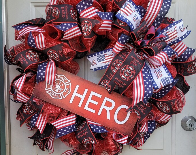 Firefighter Wreath Fireman Wreath First Responders Wreath Firefighter ...