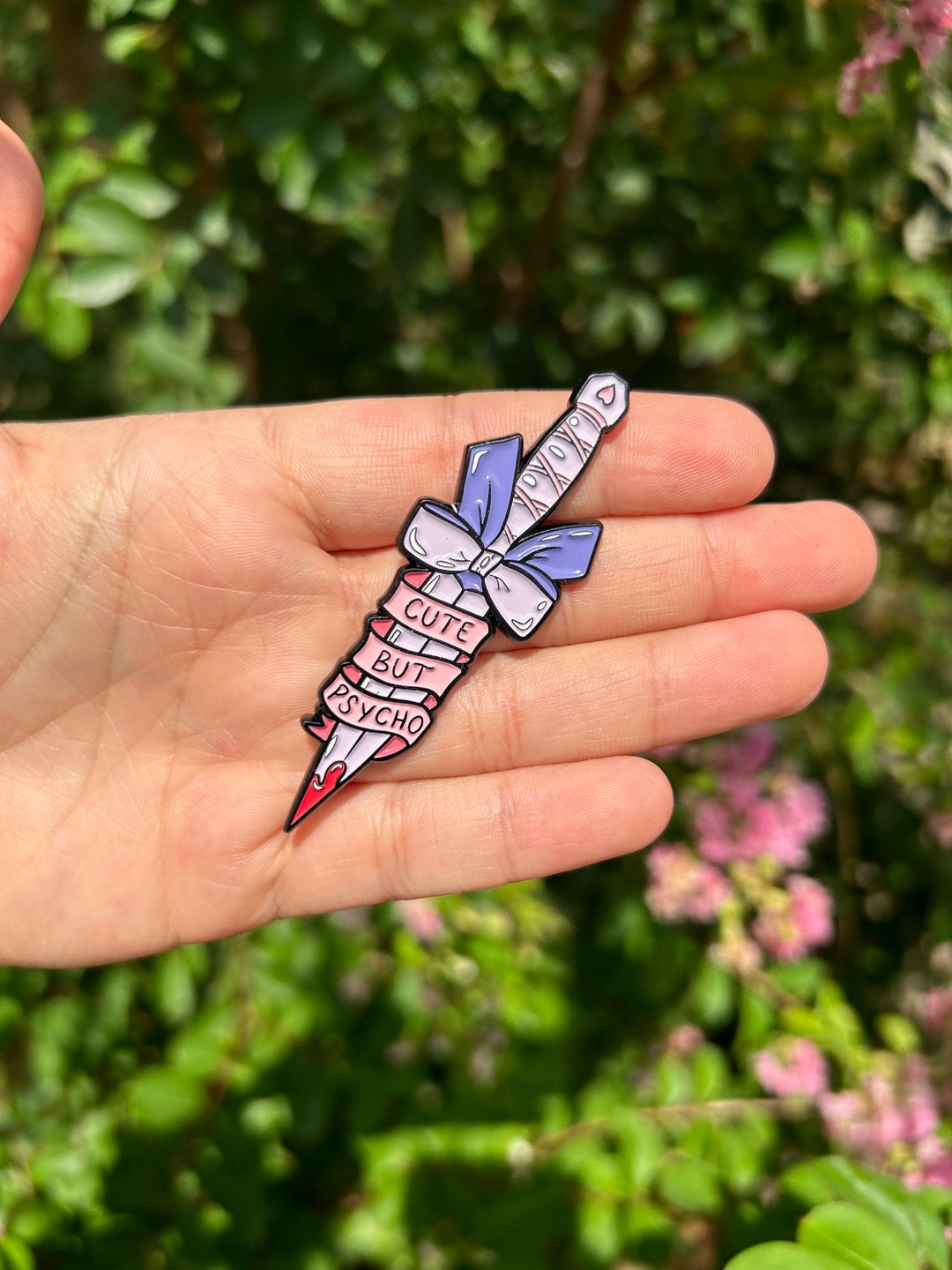 Large Kawaii cute but Psycho Dagger Enamel Pin - Etsy