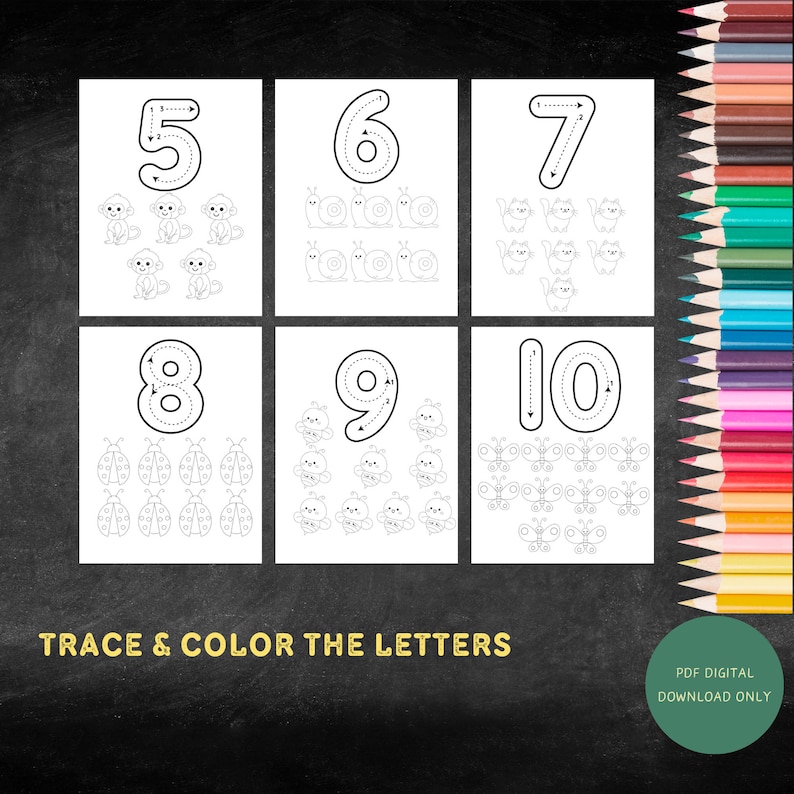 Early Learning Number Tracing Coloring Pages for Preschool Kindergarten ...