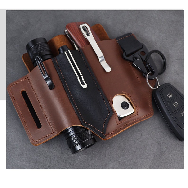 Genuine Leather EDC Multi-tool Carrier Sheath With Key Chain Loop - Etsy