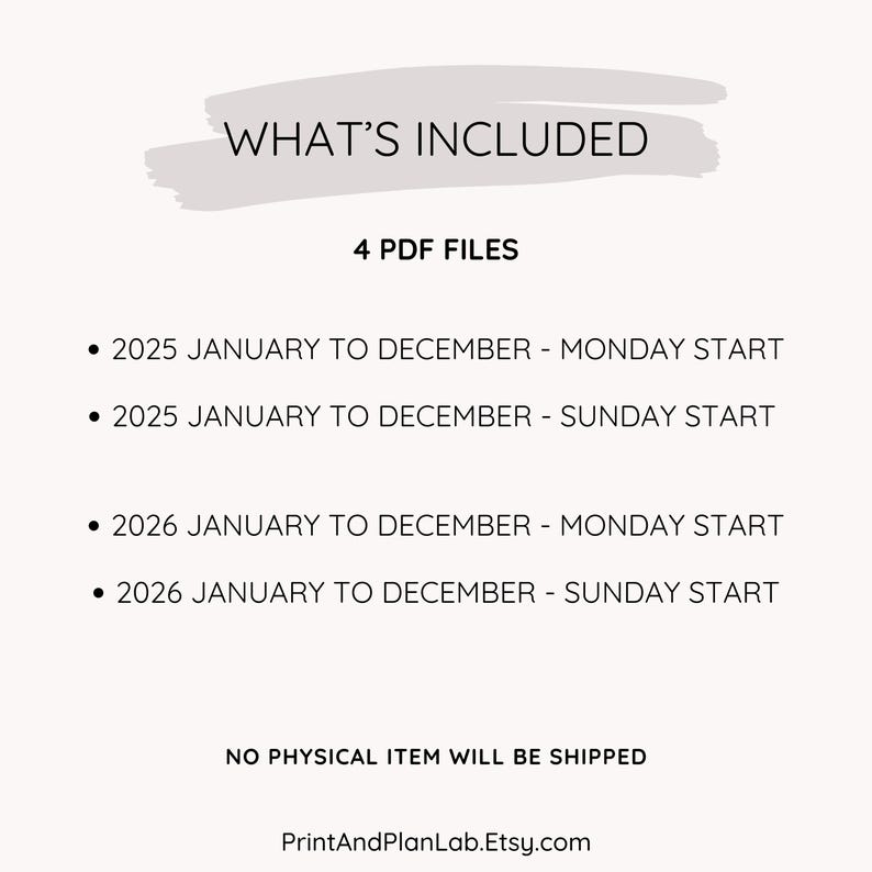 2025-2026 Monthly Calendar Printable: Editable Fields, Sunday/monday ...