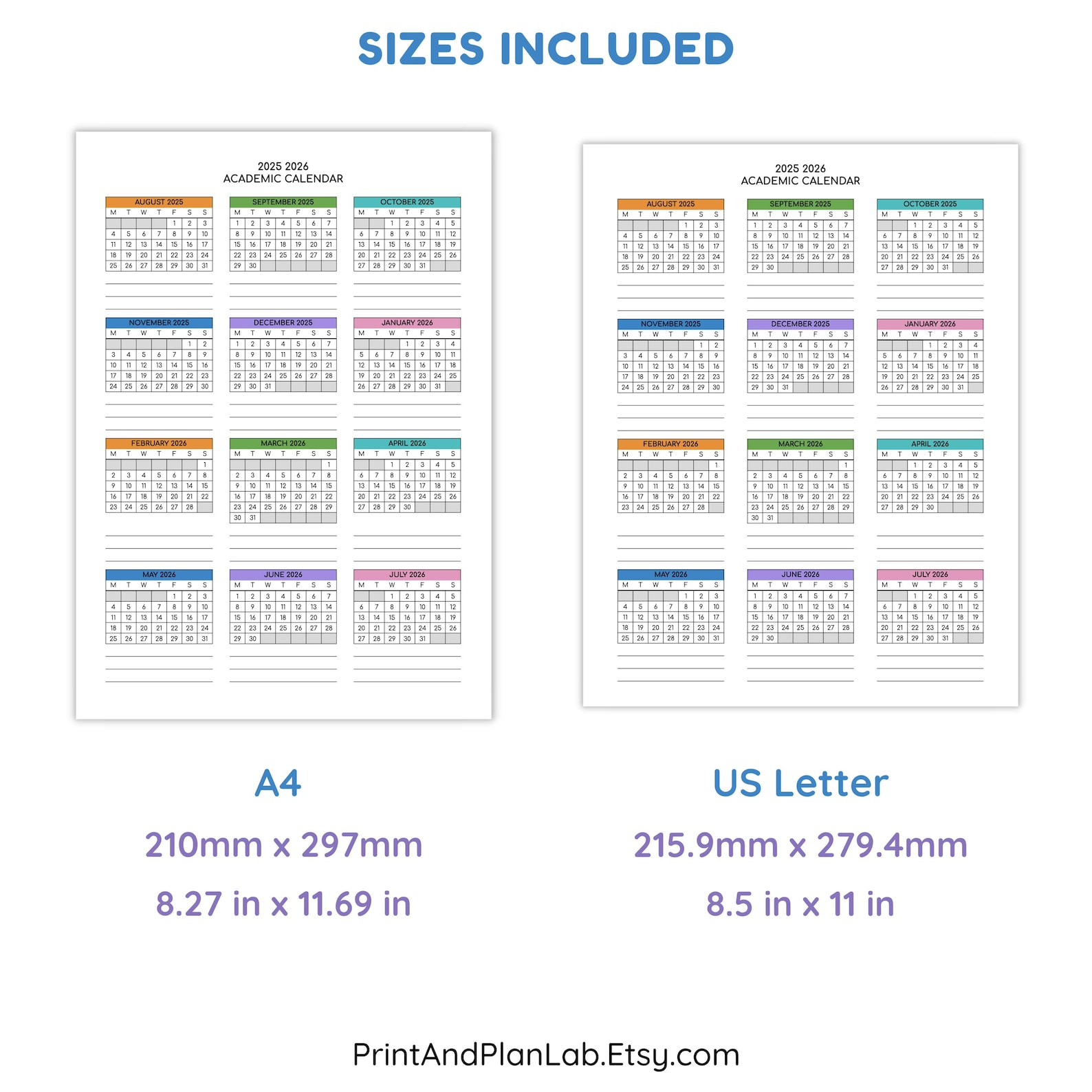 2025-2026 Academic Calendar Printable: Fillable One-page Overview (PDF ...
