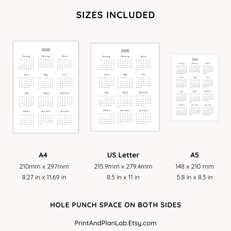 2026 Minimalist Calendar Printable: One Page Overview (PDF & PNG ...