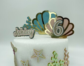 Mermaid Cake Topper Custom Name and Age Under the Sea - Etsy