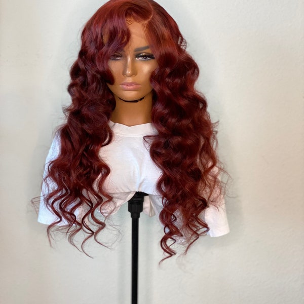 Burgundy Wig - Etsy