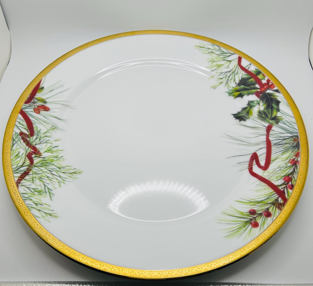 Holly Berry Porcelain Dinner Plates - Gold Rimmed - Charter Club (set ...