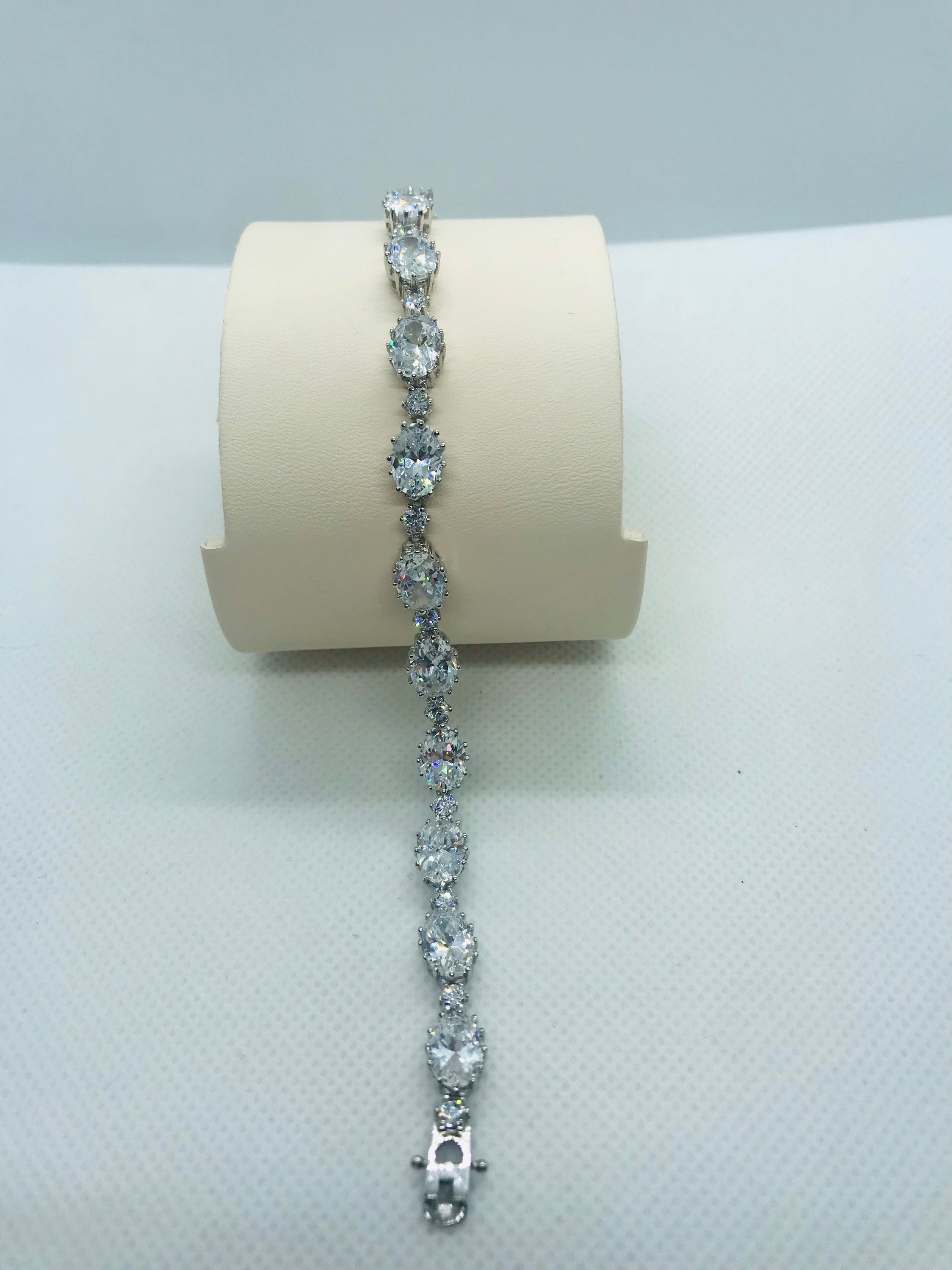 Stauer Diamondaura Rivière Sterling Silver Cubic Zirconia Bracelet, 7.5 ...