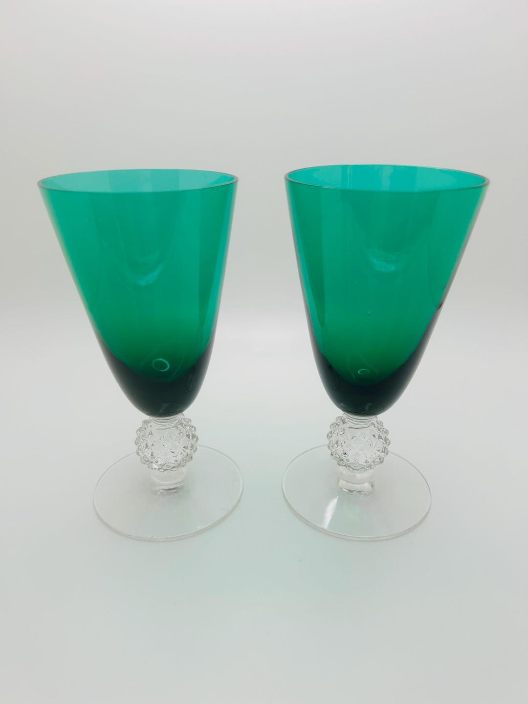 Morgantown Stiegel Golf Ball, Low Stem, Green Cordial Glasses - Set of ...