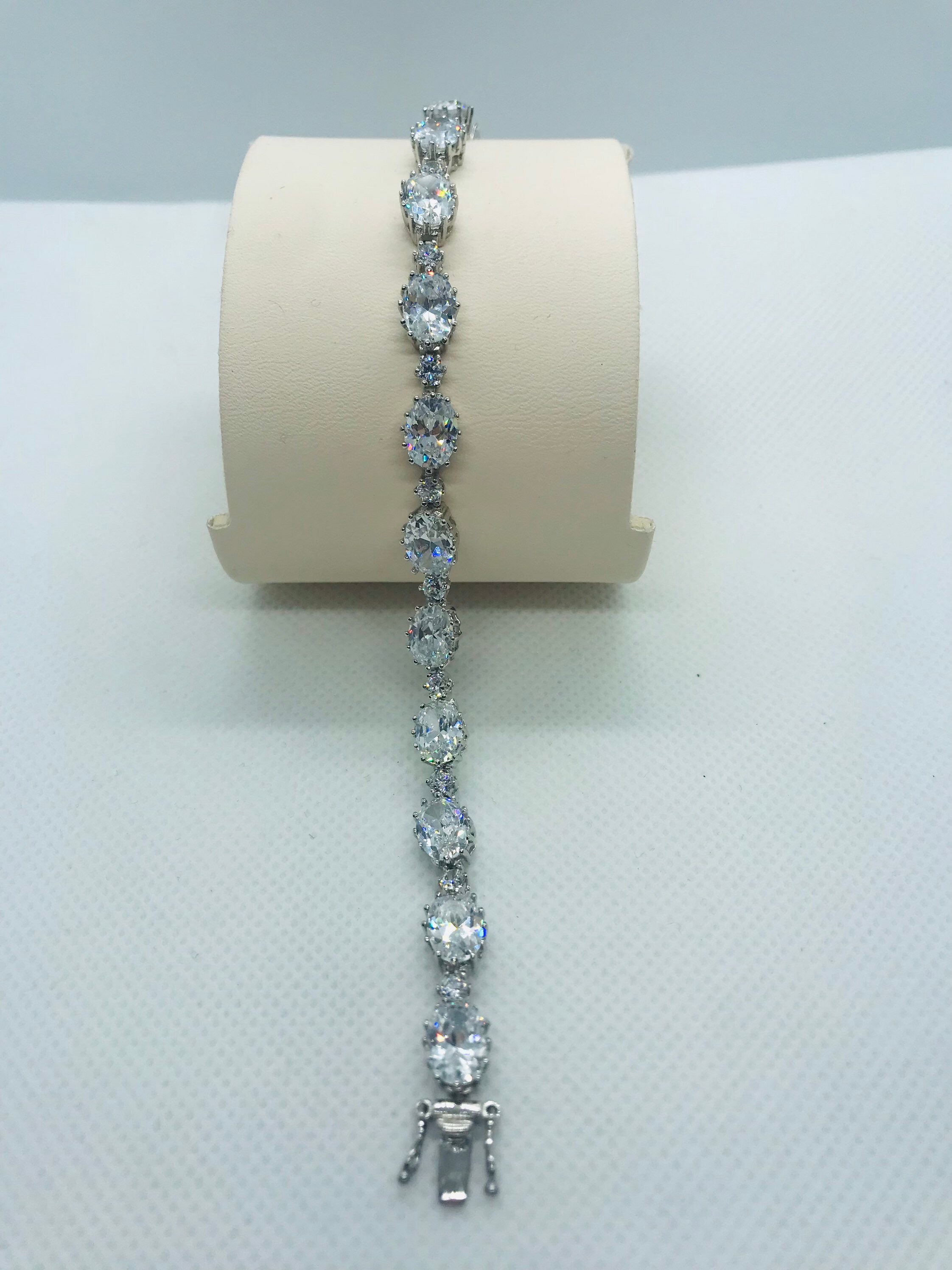 Stauer Diamondaura Rivière Sterling Silver Cubic Zirconia Bracelet, 7.5 ...
