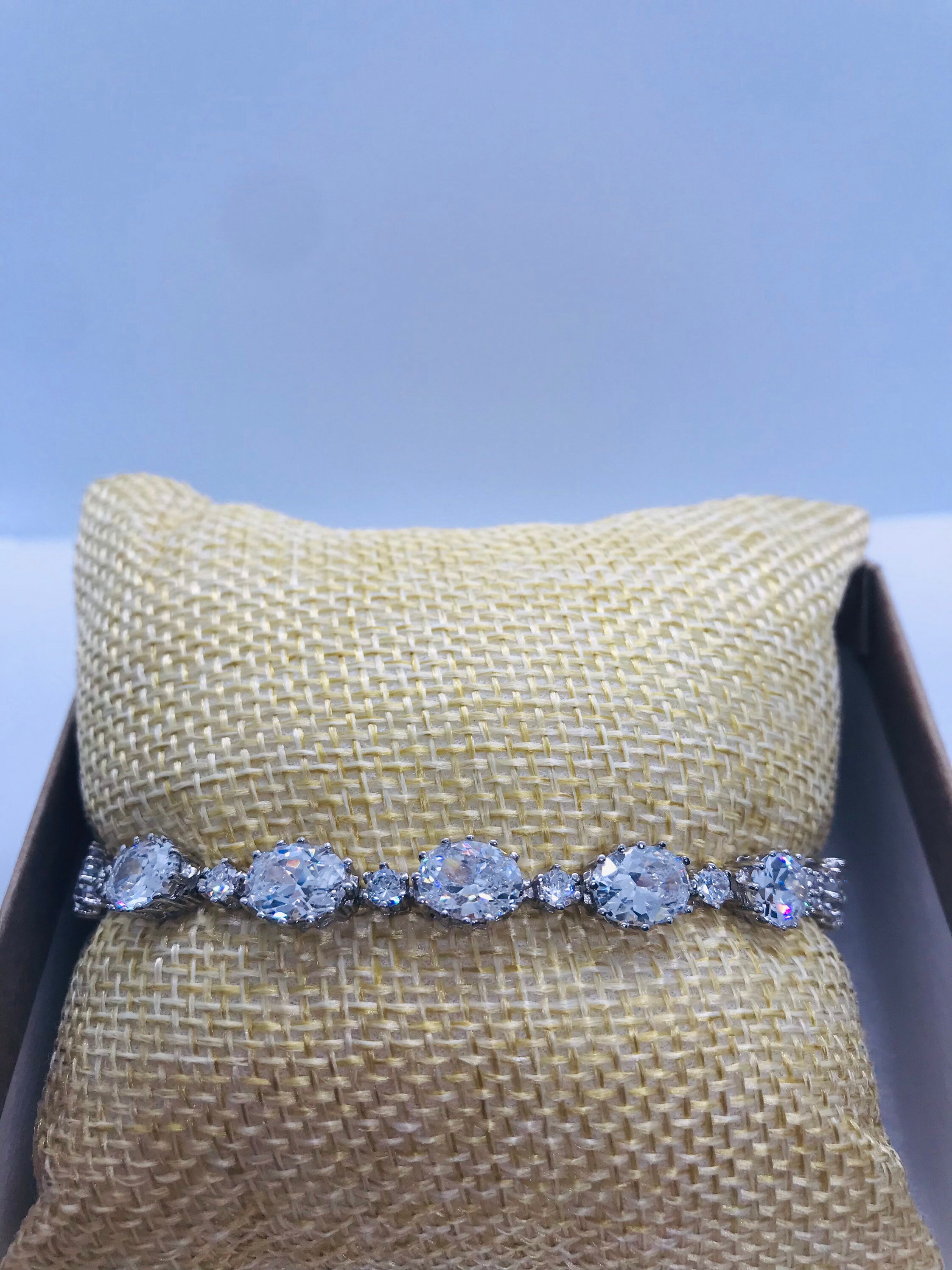 Stauer Diamondaura Rivière Sterling Silver Cubic Zirconia Bracelet, 7.5 ...