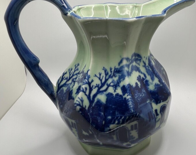 Victoria Ware Iron Stone Flow Blue 8.5” Tall Pitcher, Made in England ...