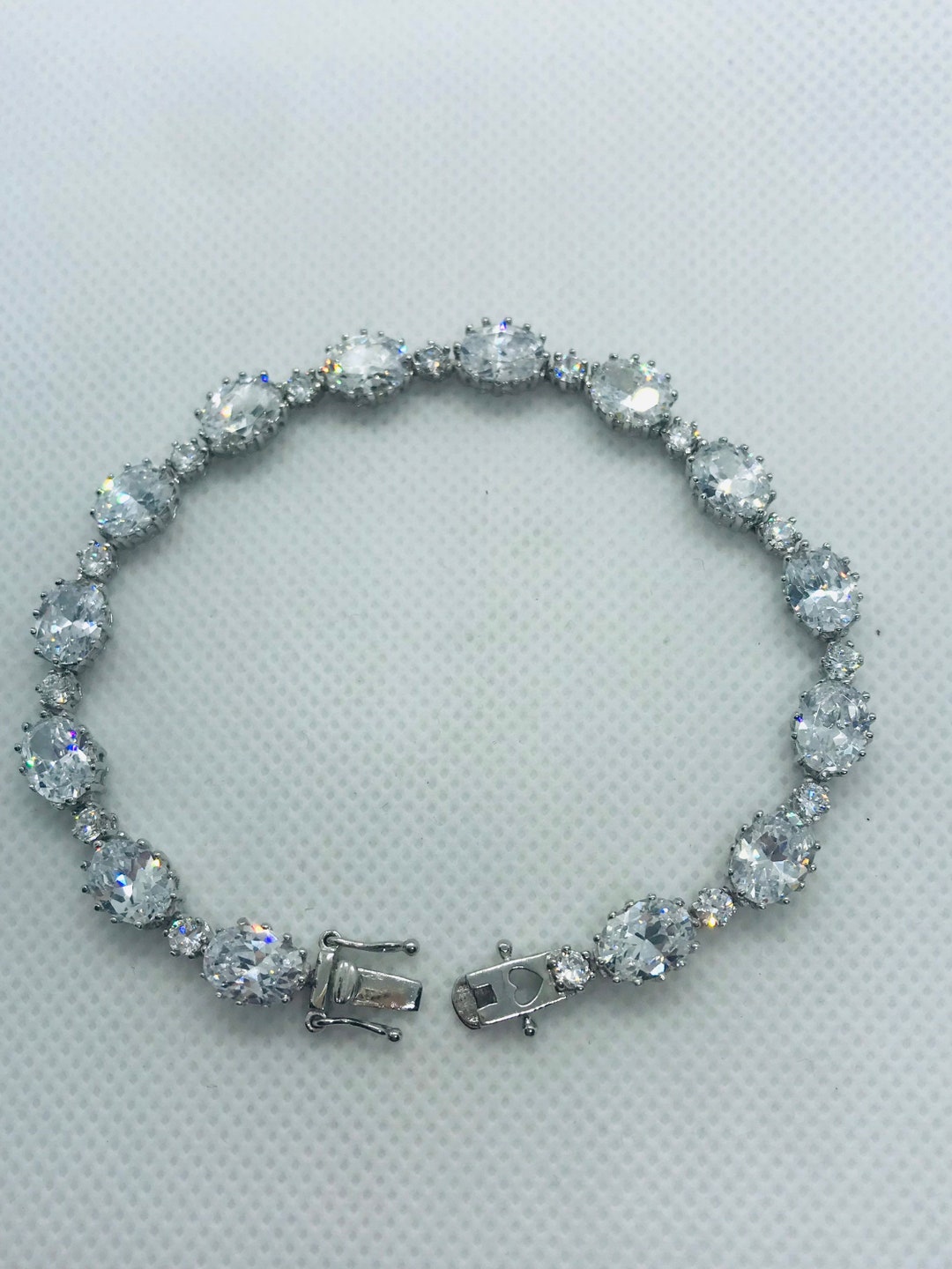 Stauer Diamondaura Rivière Sterling Silver Cubic Zirconia Bracelet, 7.5 ...