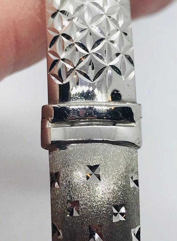 Silver Vintage Diamond Cut Shiny and Satin Finish Dua… - Gem