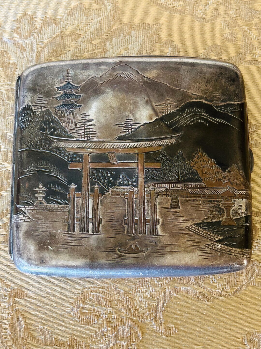 Antique Sterling Silver Japanese Cigarette Case, Meiji Showa Period ...