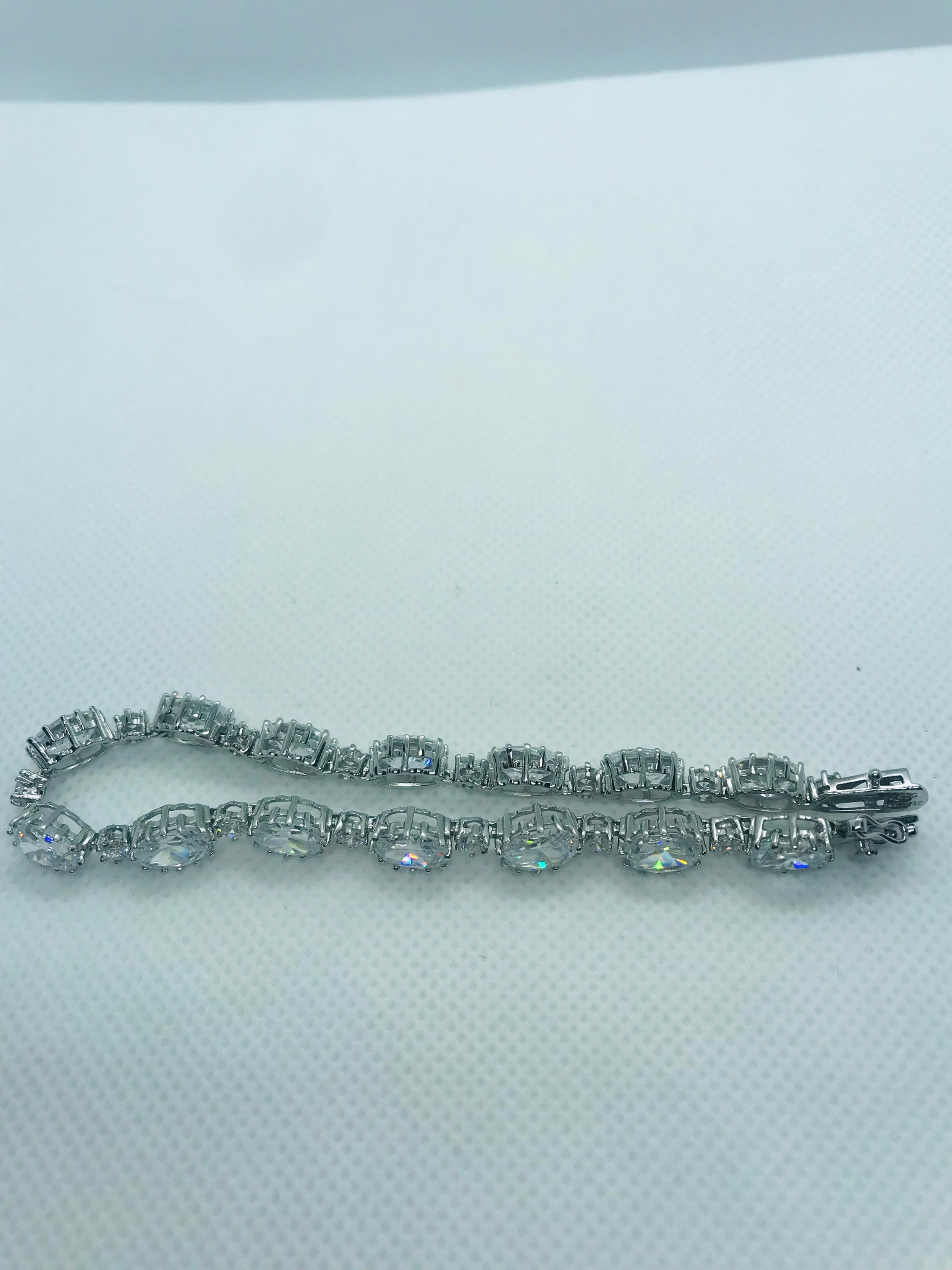 Stauer Diamondaura Rivière Sterling Silver Cubic Zirconia Bracelet, 7.5 ...