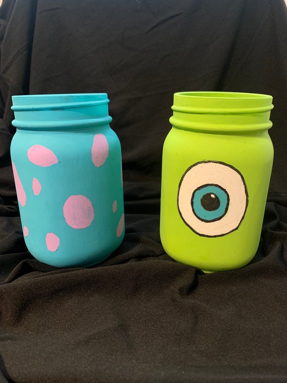 Monsters Inc. Mason Jars mike & Sully monsters | Etsy