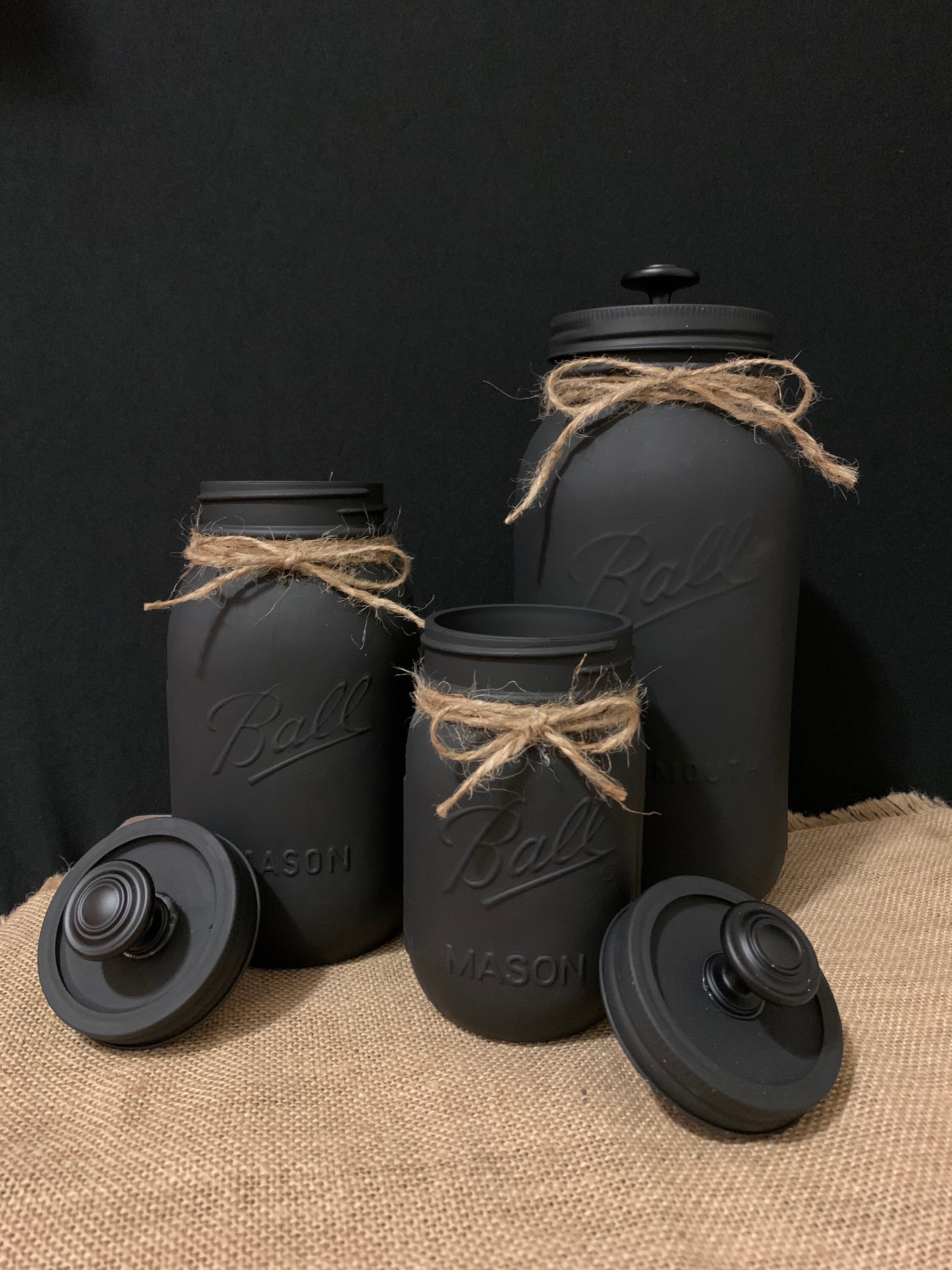 Kitchen Canister Black Mason Jar Set Set of - Etsy