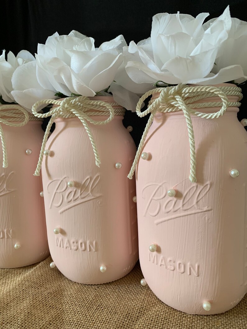 Pink Pearl Mason Jar Centerpiece/wedding/bridal Shower/baby - Etsy