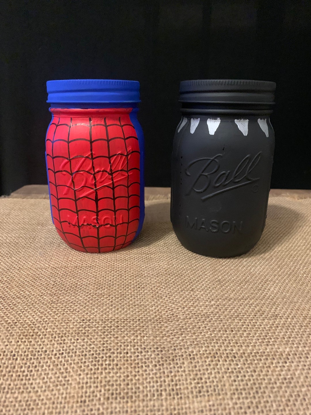 Spiderman and Black Panther Piggy Bank Mason Jar Set Bedroom Decor ...