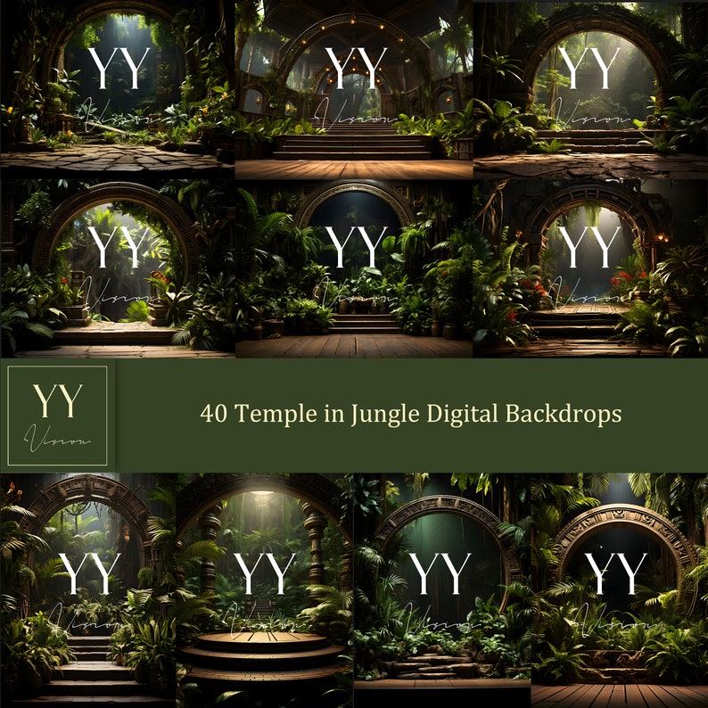 40 Temple in Jungle Digital Backdrops Sets for Maternity Adventure ...