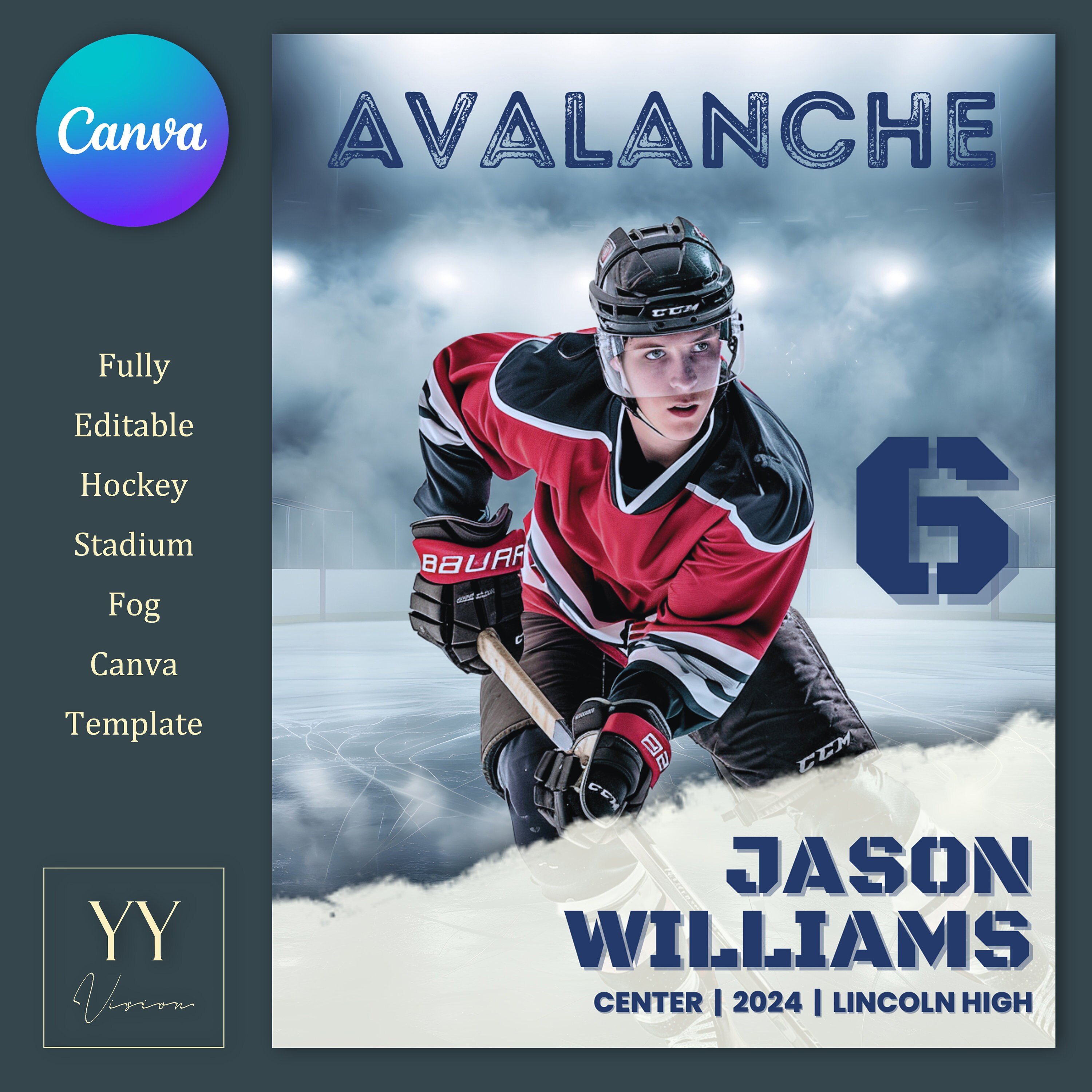 Hockey Stadium Fog Canva Template With Tutorial for Sports Posters ...