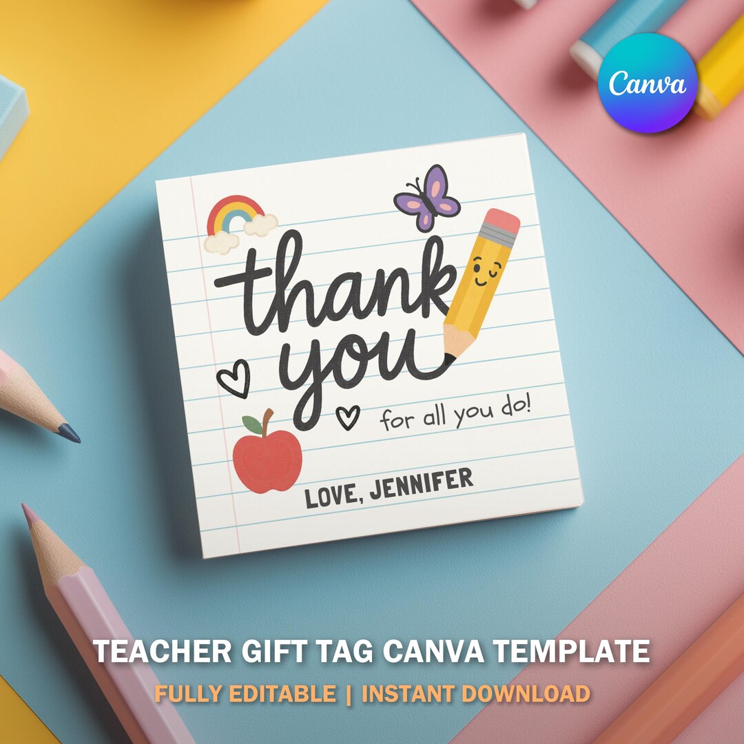 Editable Teacher Appreciation Week Gift Tag | Thank You Tag Printable ...