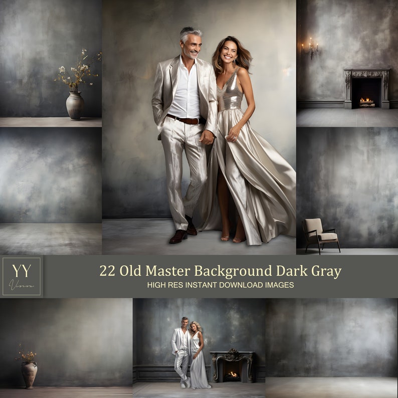 22 Old Master Studio Background Dark Gray Digital Backdrops Sets for ...