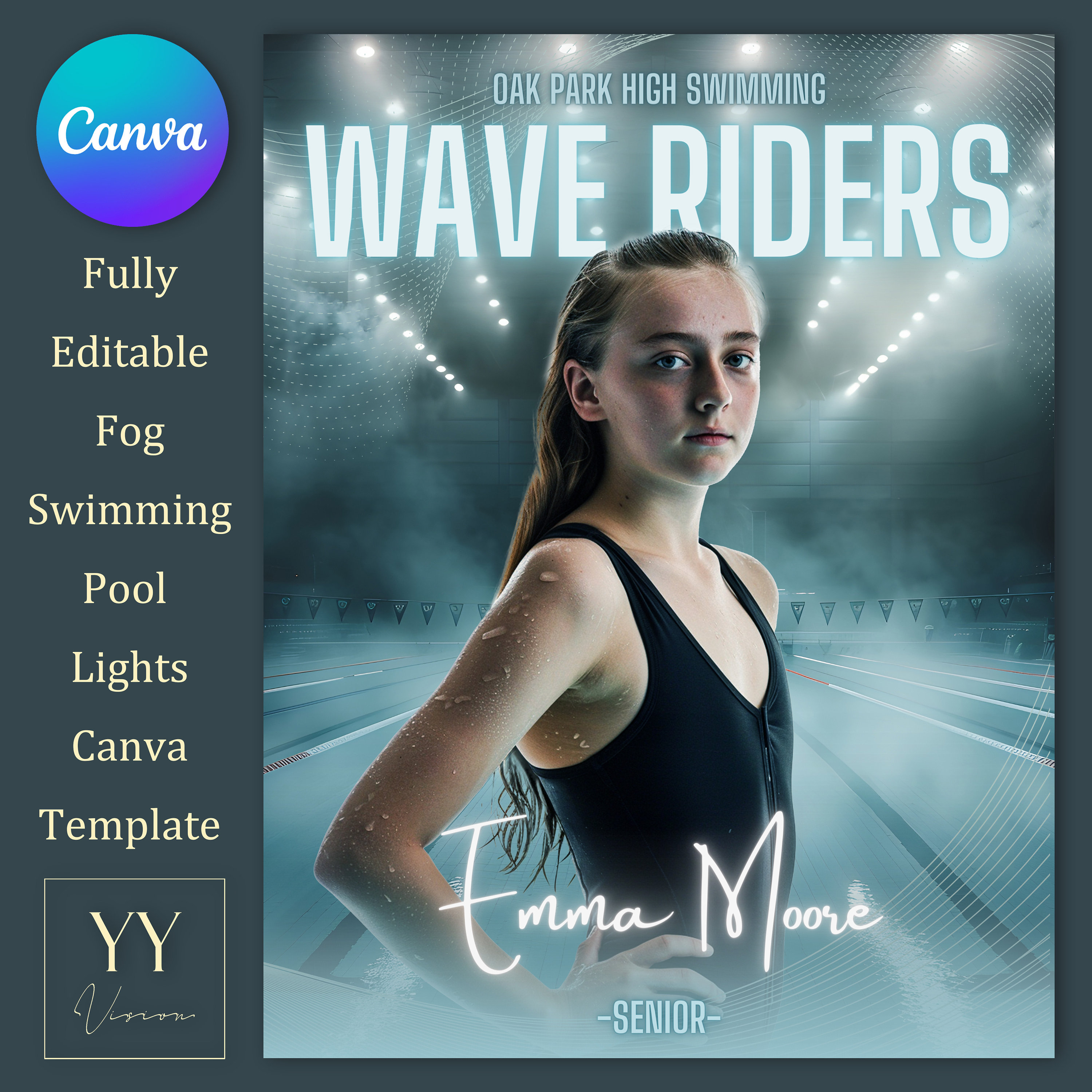Swimming Pool Canva Template With Tutorial for Sports Posters Portraits ...