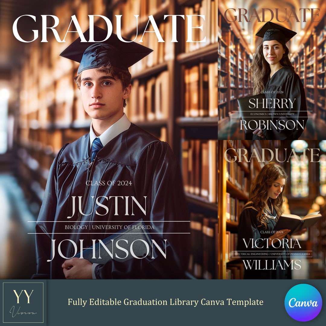 Soft Focus Graduation Library Canva Template for Posters Portraits ...