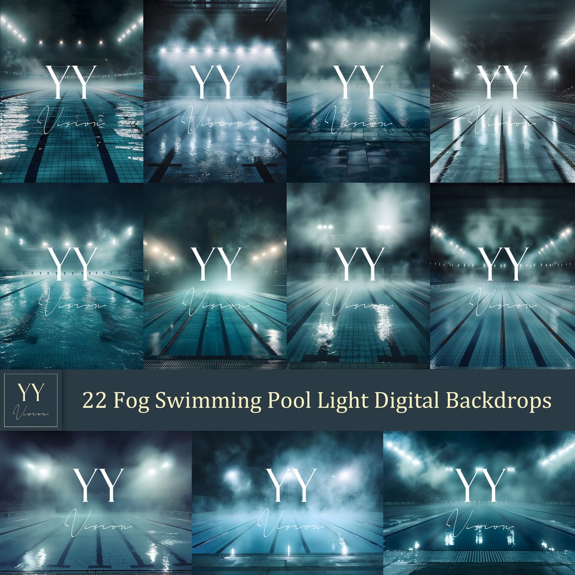 22 Swimming Pool Digital Backdrops Sets for Sports School Photography ...
