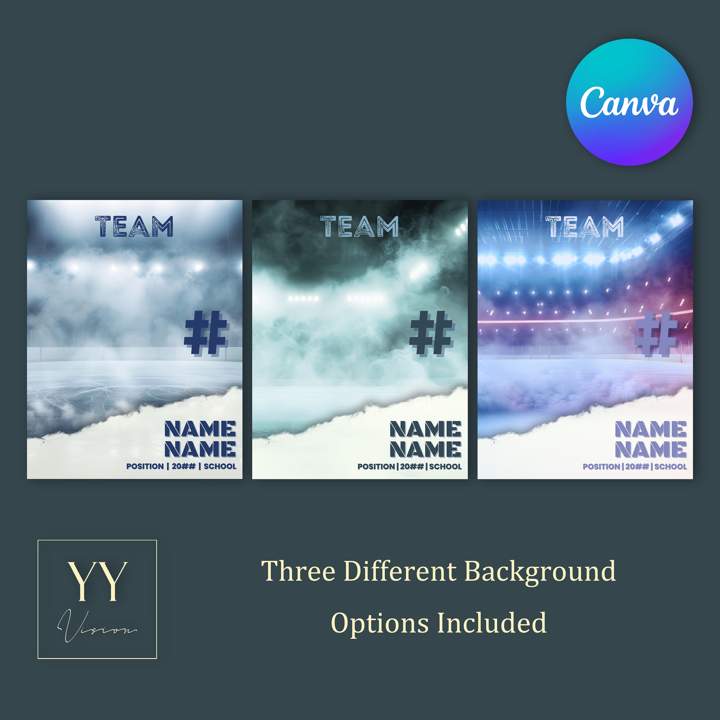 Hockey Stadium Fog Canva Template With Tutorial for Sports Posters ...