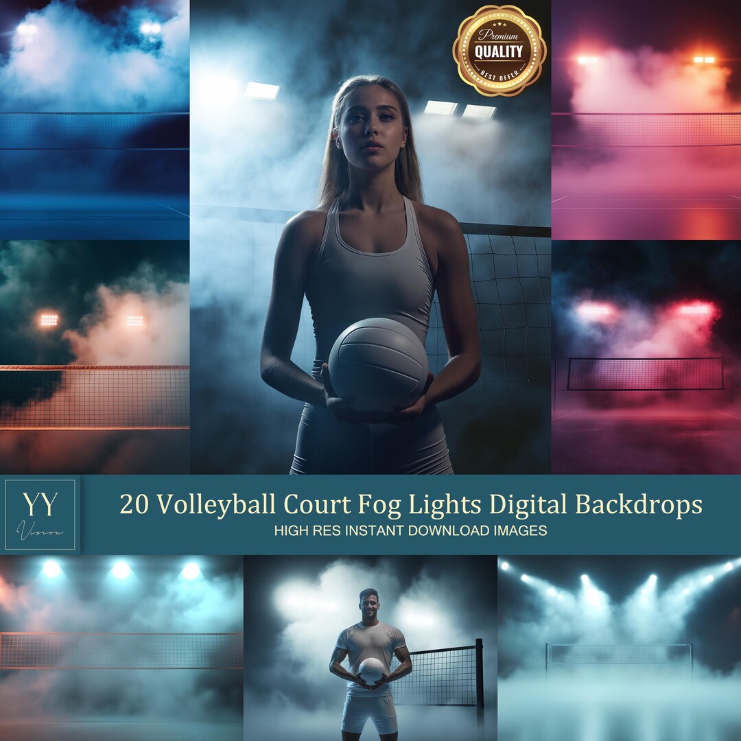 20 Volleyball Match Court Smoke Digital Backdrops Sets for Sports ...