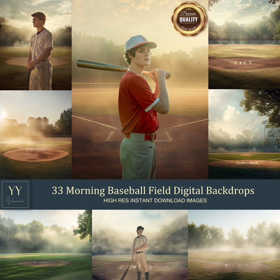 33 Morning Baseball Field Digital Backdrops Sets for Sports School ...