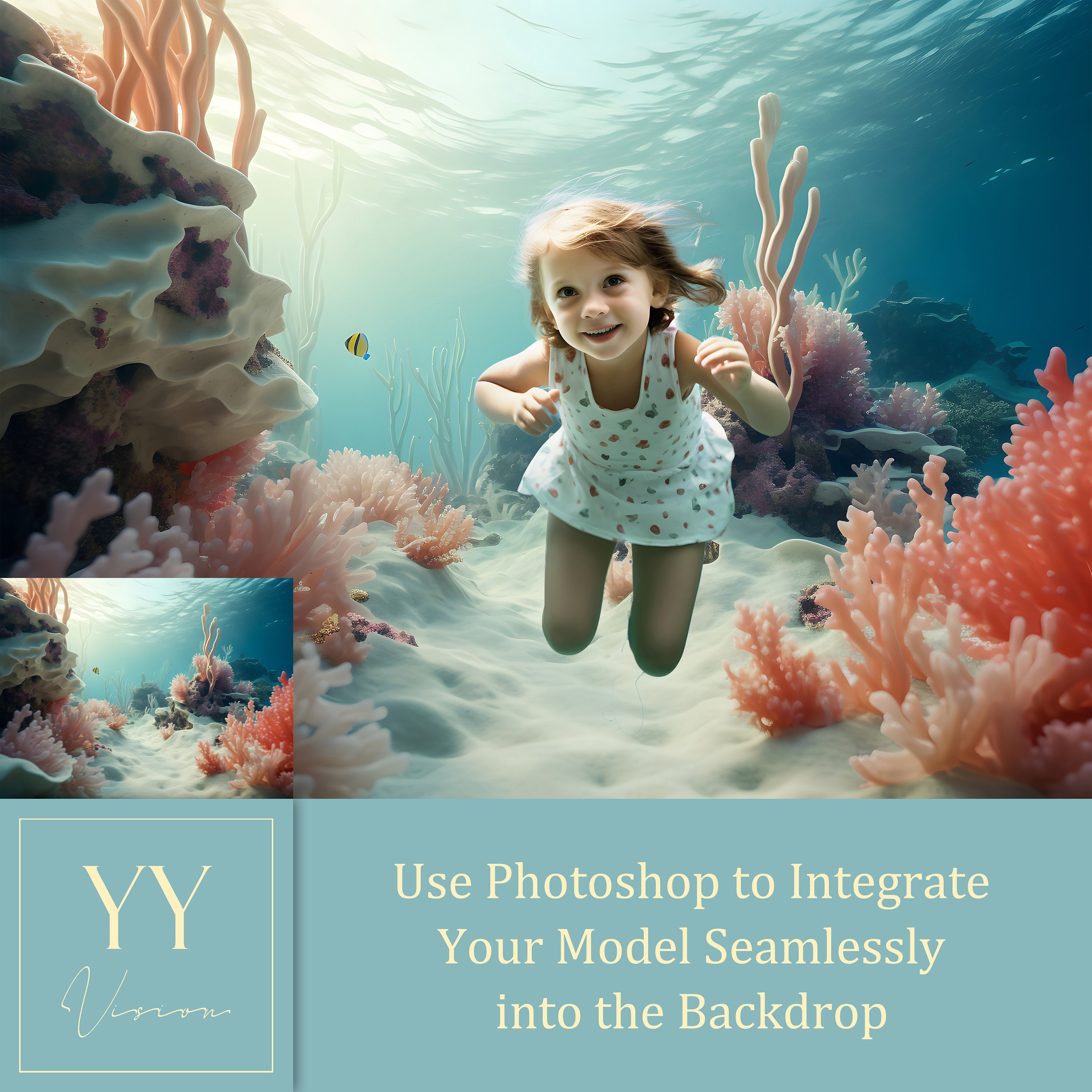 20 Landscape Corals Under the Sea Digital Backdrops Sets for Kids ...