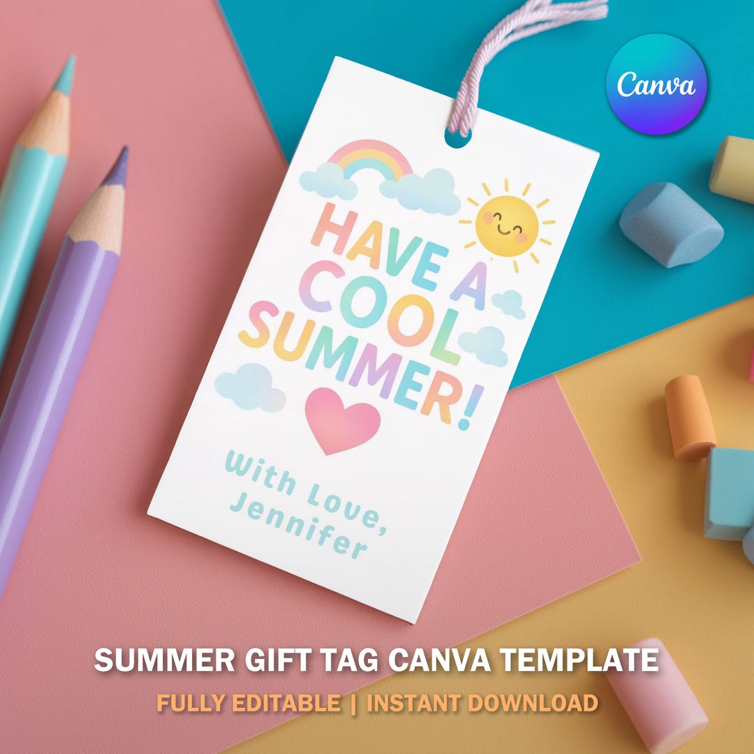 Summer Gift Tag PNG, Have a Cool Summer Printable, Rainbow Sunshine End ...