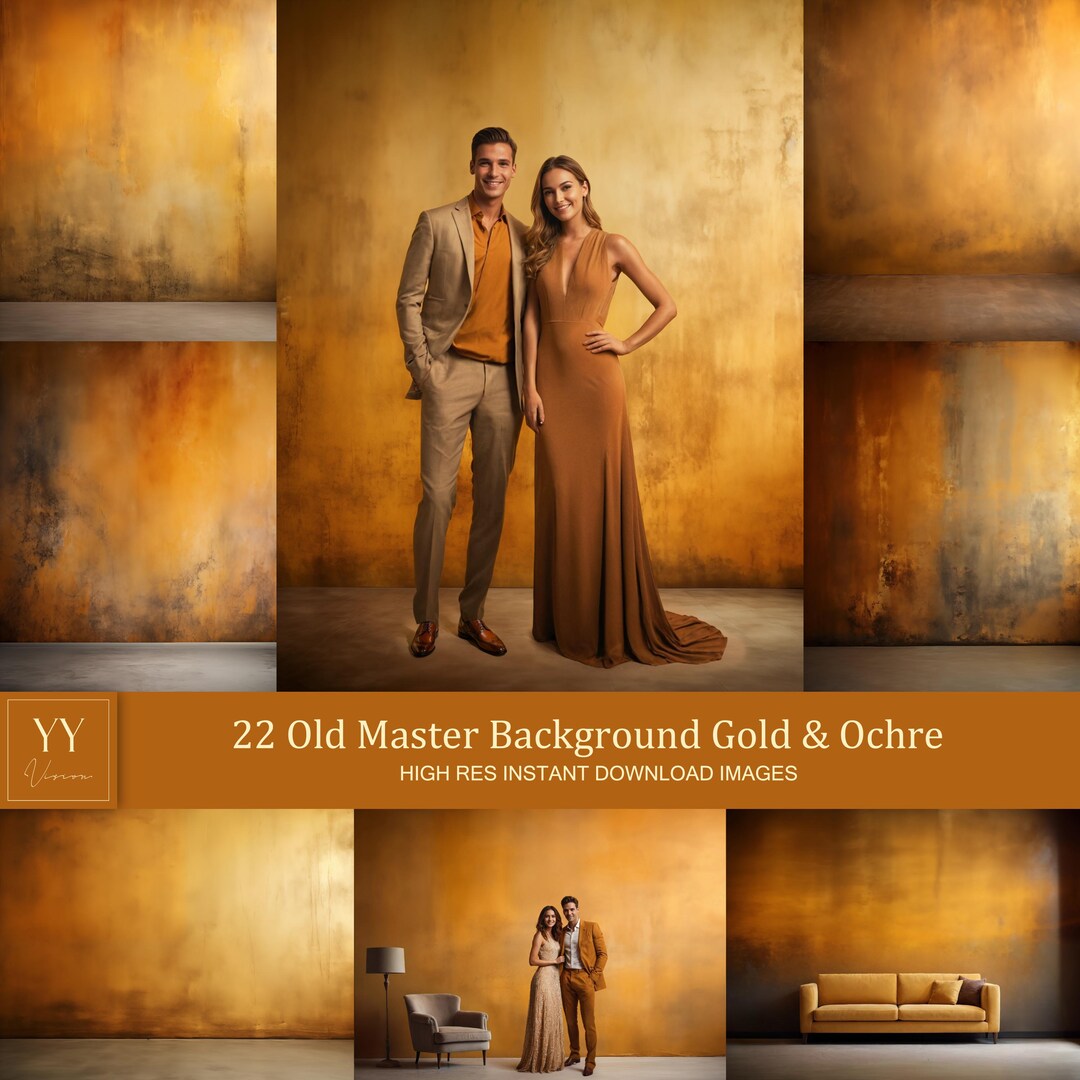 22 Old Master Studio Background Gold and Ochre Digital Backdrops for ...