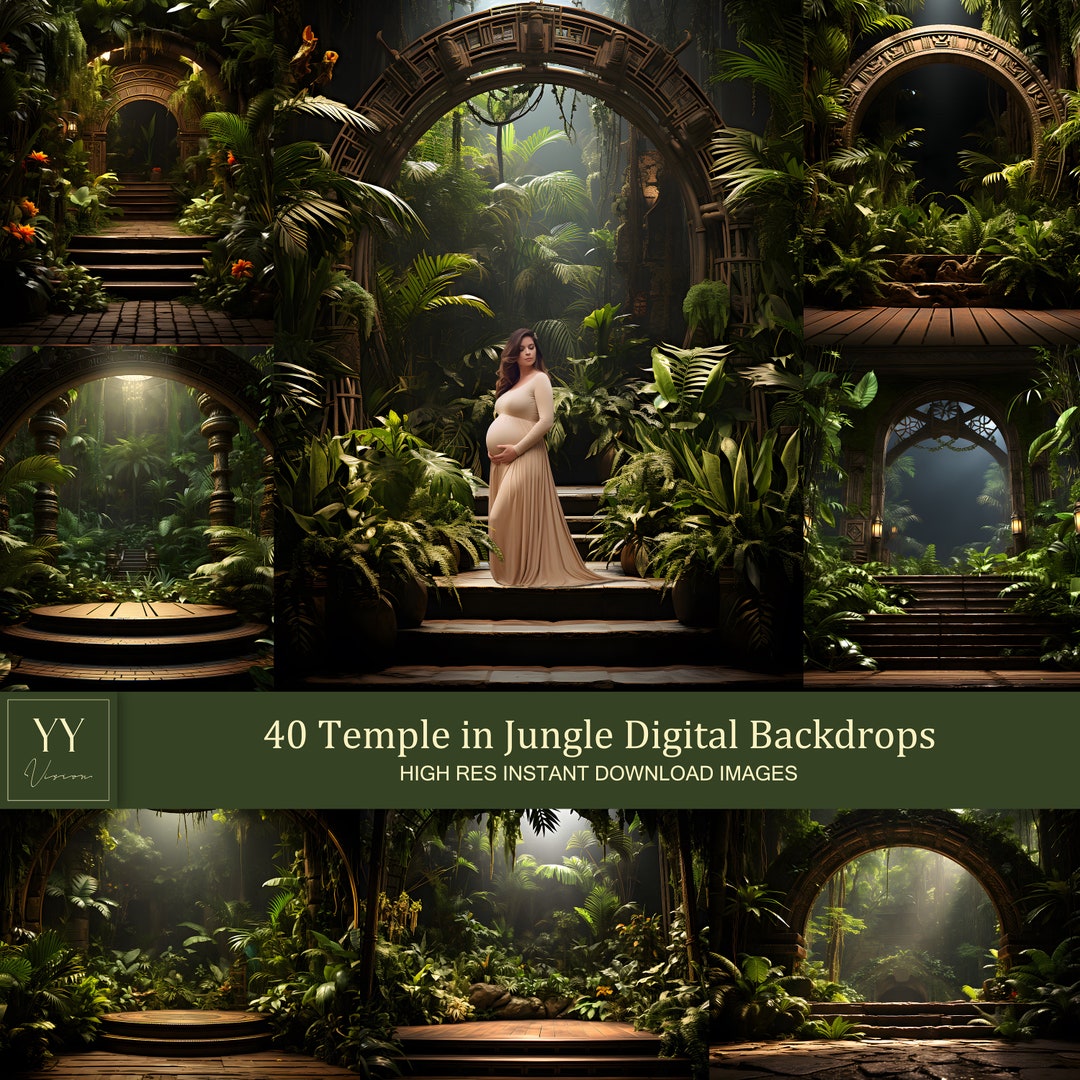 40 Temple in Jungle Digital Backdrops Sets for Maternity Adventure ...