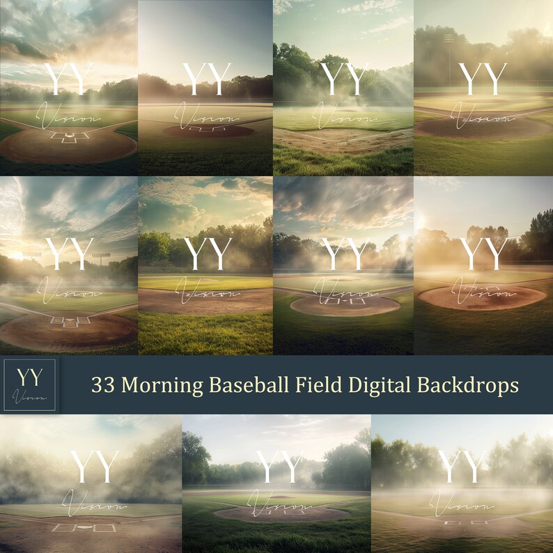 33 Morning Baseball Field Digital Backdrops Sets for Sports School ...