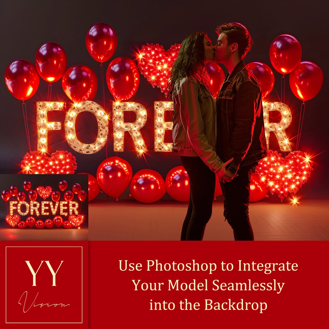 18 Forever Letters Digital Backdrops Sets for Valentine Day Gift ...