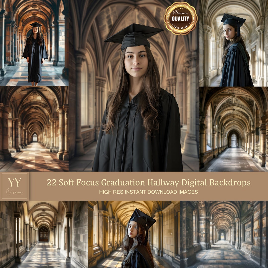 22 Graduation Hallway Digital Backdrops Sets for High School College ...