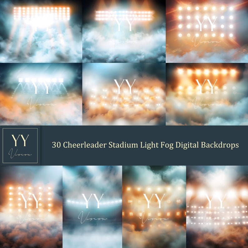 30 Cheerleader Stadium Light Fog Digital Backdrops Sets for Sports ...