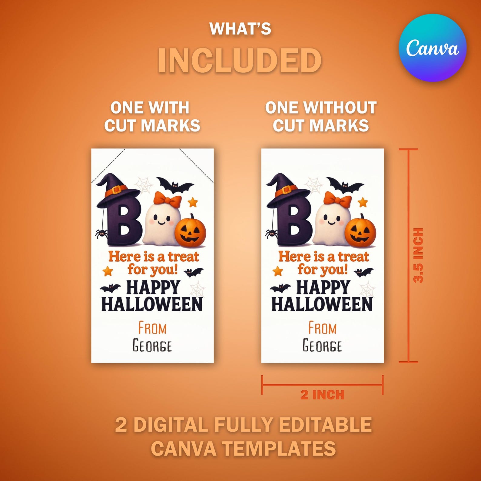Halloween Gift Tag Printable, Boo Tag for Kids, Trick or Treat Favor ...