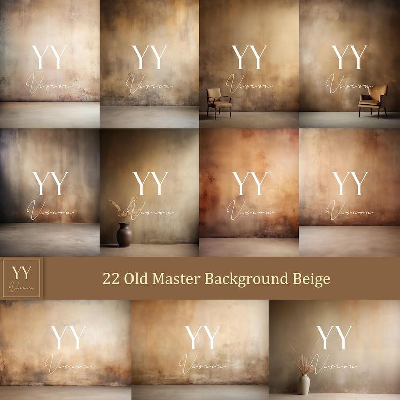 22 Old Master Studio Background Beige Digital Backdrops Sets for ...