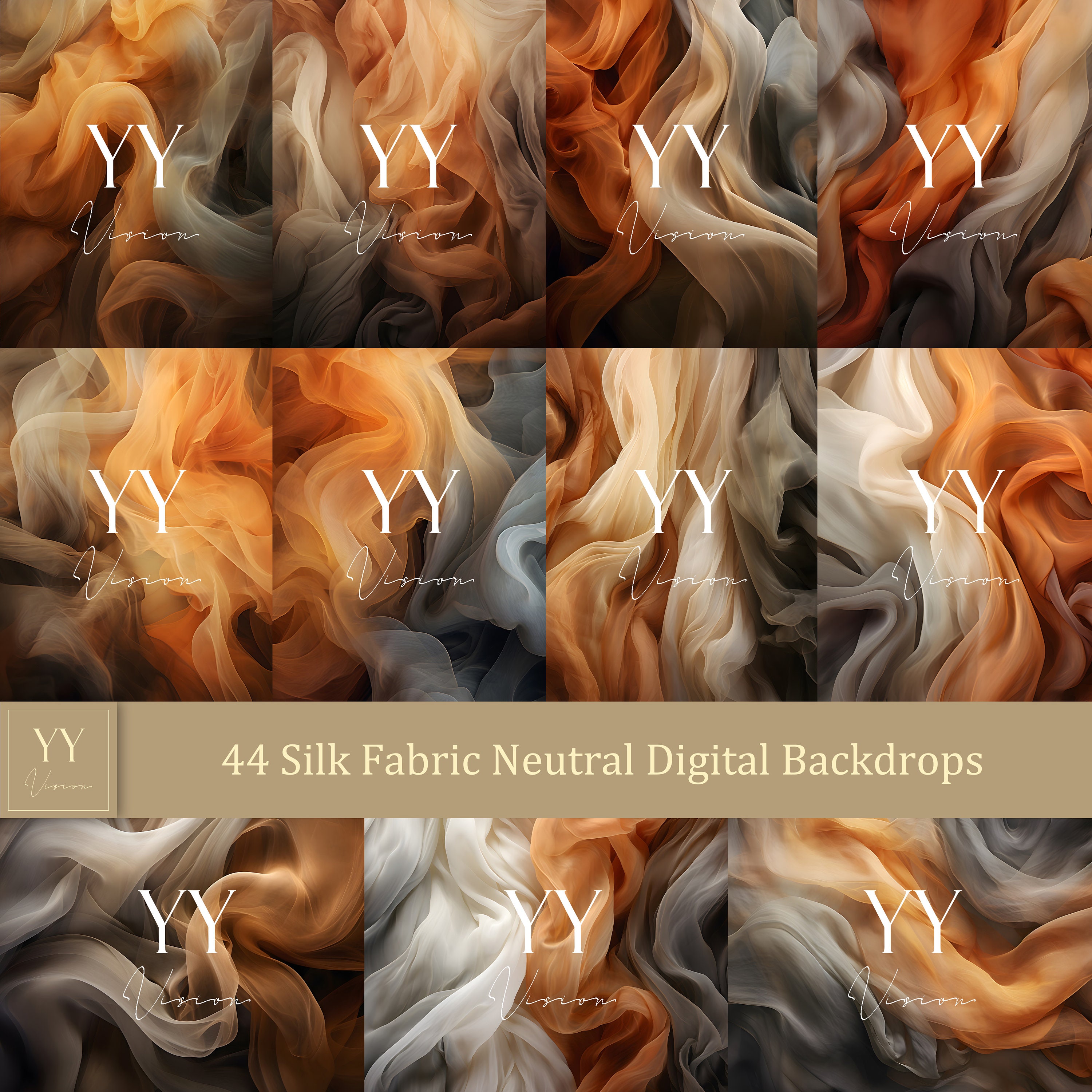 44 Silk Fabric Neutral Digital Backdrops Sets for Maternity Photography ...