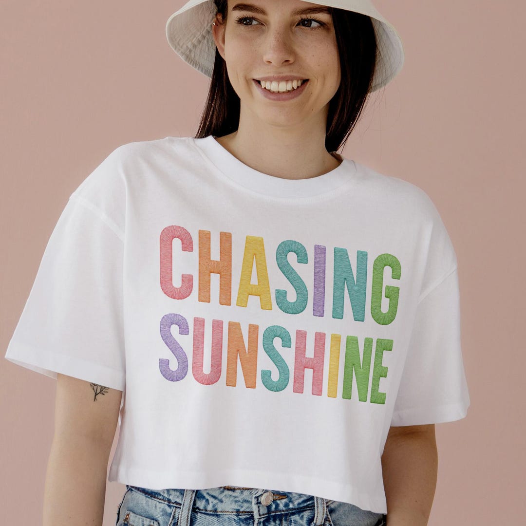 Chasing Sunshine PNG – Colorful Summer Embroidery Style Digital ...