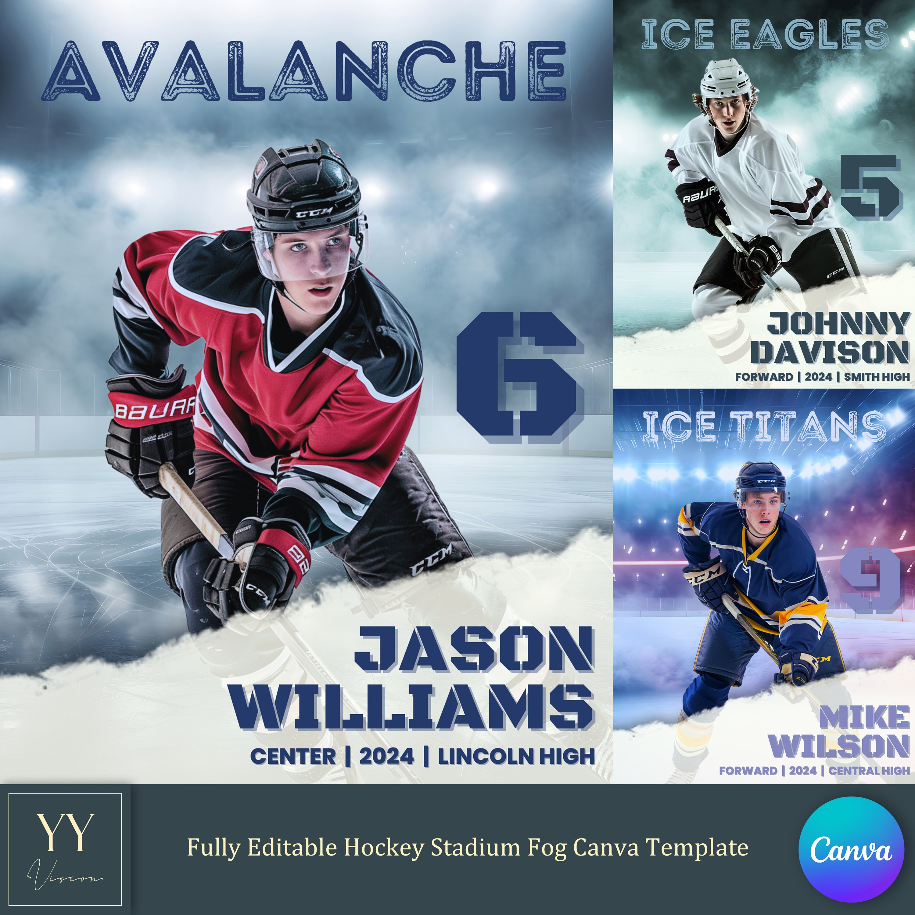 Hockey Stadium Fog Canva Template With Tutorial for Sports Posters ...
