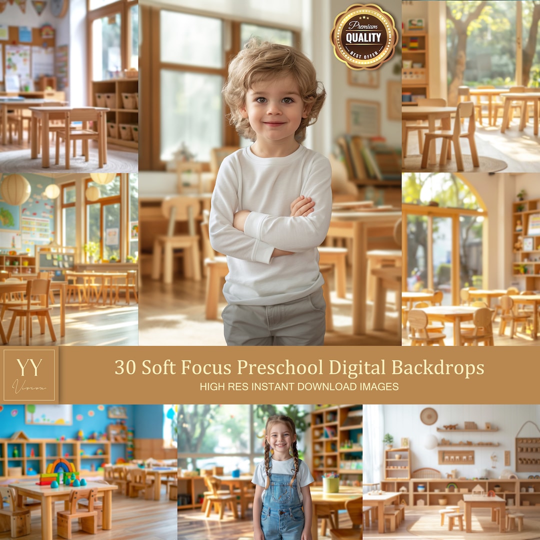 30 Preschool Soft Focus Digital Backdrops Sets for Preschool School ...