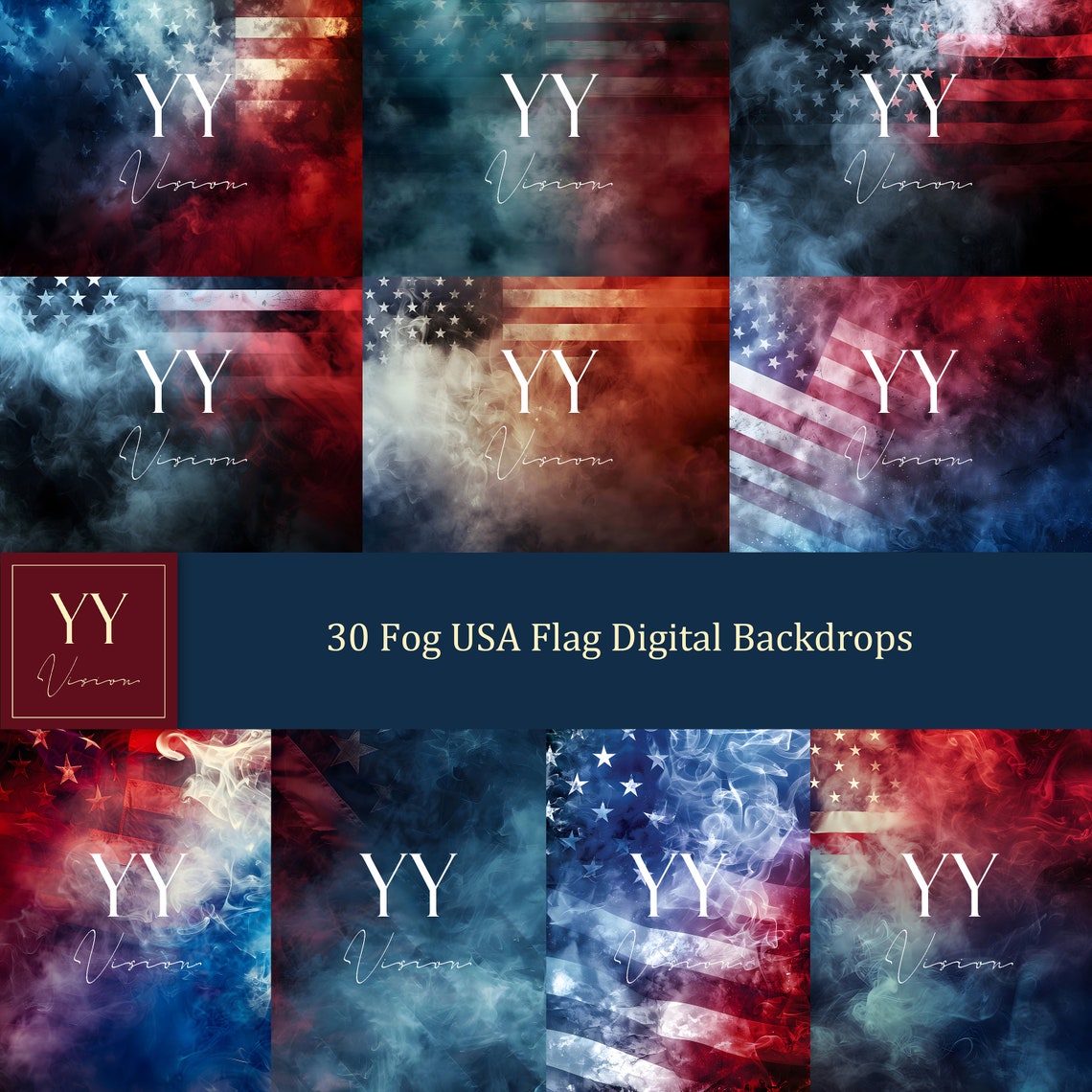 30 USA Flag Digital Backdrops Sets for Sports School Holiday ...